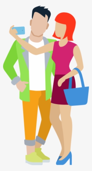 Selfie Cartoon Significant Other Illustration - Men Women Cartoon Png ...
