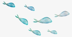 Ftestickers Fish Watercolor Blue - School Fish Png - 1024x1024 PNG ...