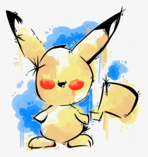 1 Of - Pikachu Watercolor Electric Slouchy V-neck - 500x500 PNG ...