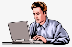 Man With Laptop Computer Royalty Free Vector Clip Art - Completing ...