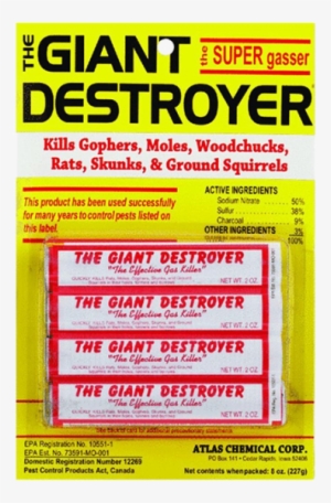 Giant Destroyer Gopher And Mole Smoke Bomb - Giant Destroyer 00333 Gas ...