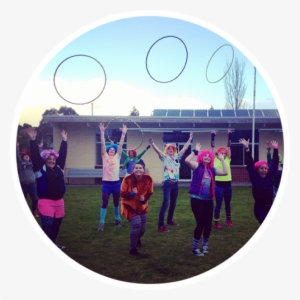 Group With Wigs Throwing Hula Hoops Into The Air At - Melbourne ...