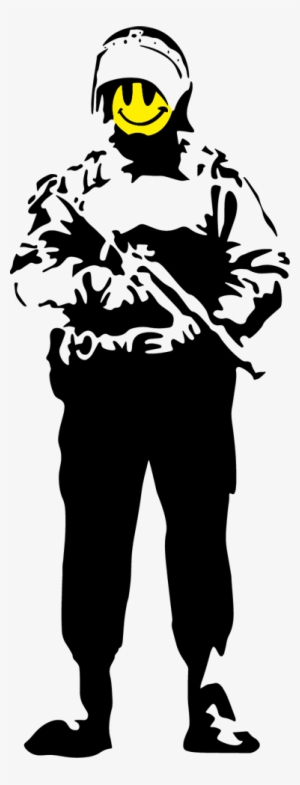 Banksy Riot Guard Wall Sticker - Banksy Smiley Cop - 374x979 PNG ...