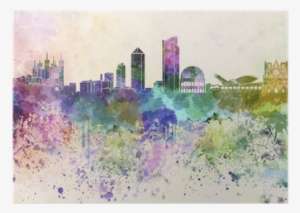 Lyon Skyline In Watercolor Background Poster • Pixers® - Watercolor ...
