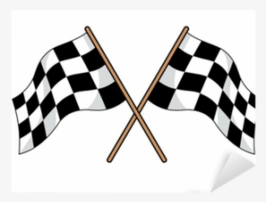 Two Crossed Black And White Checkered Flags Sticker - Skrzyżowane Flagi ...