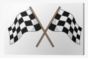 Two Crossed Black And White Checkered Flags Canvas - Dual Checkered ...