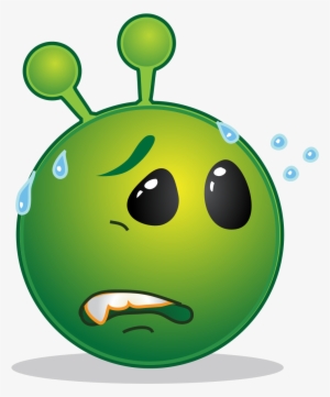 Smiley Green Alien Worried - Worried Alien - 1000x1209 PNG Download ...