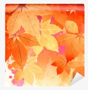 Autumn Vector Watercolor Fall Leaves Wall Mural • Pixers® - Watercolor ...