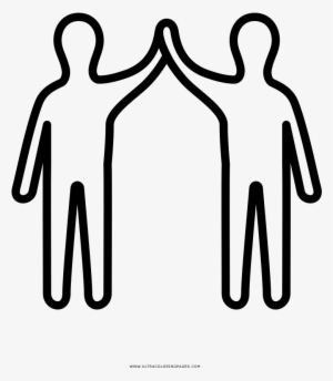High Five Coloring Page - Drawing - 1000x1000 PNG Download - PNGkit