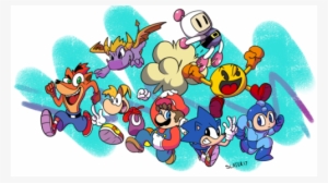 Iconic - Mario Sonic Megaman Pacman Rayman - 500x281 PNG Download - PNGkit