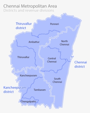 Chennai Metropolitan Area - Political Map Of Chennai - 500x619 PNG ...