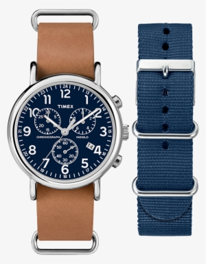 Weekender Chronograph 40mm Leather Strap Watch Gift - Timex Weekender ...