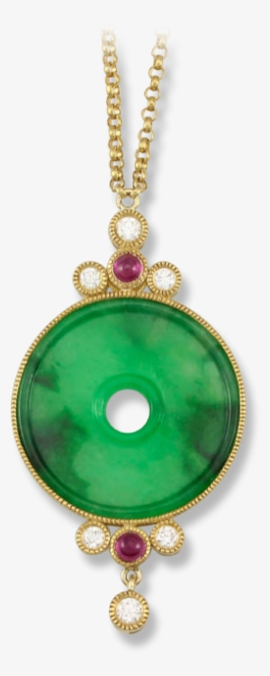 Green Jade Disc & Ruby Necklace From The Mason-kay - Necklace - 800x800 ...
