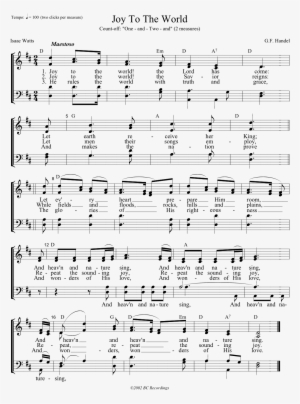 Joy To The World - Choir Neapolitan Score - 1275x1650 PNG Download - PNGkit