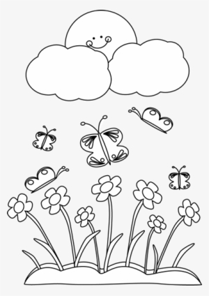 Spring Clip Art - Spring Season Images Black And White - 389x550 PNG ...