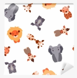 Vector Seamless Pattern With Safari Animals Wall Mural - Animal ...