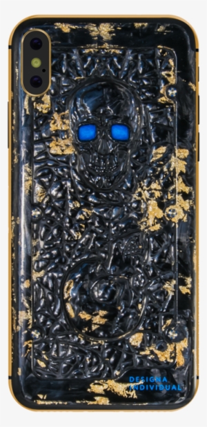 Designa Individuals Carbon Gold Skull - Mobile Phone - 1000x1113 PNG ...