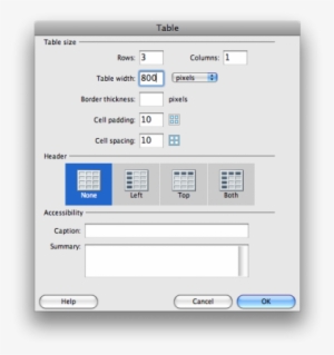 Dw Table Dialog - Table Cell - 400x432 PNG Download - PNGkit