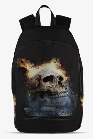 Fire Skull, All Over Backpack - Fire - 650x1016 PNG Download - PNGkit