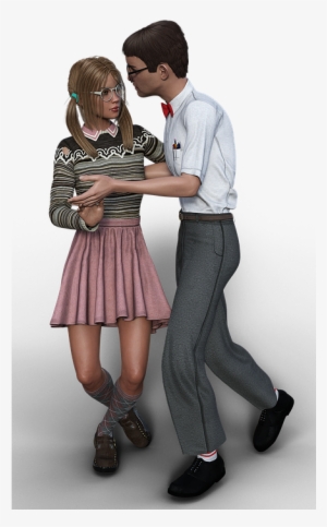 Nerd, Man, Woman, Pair, Glasses, Dancing, Dance - Girl - 437x720 PNG ...