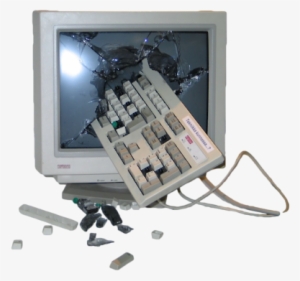 Computer Keyboard Png Transparent Smashed Computer - Keyboard Smashed In Computer - 500x390 PNG ...