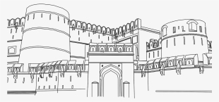 Agra Fort Line Drawing - Red Fort Outline Drawing - 1400x933 PNG ...