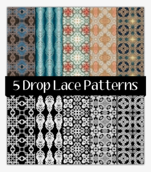 5 Seamless Drop Lace Patterns - Patchwork - 1000x1160 PNG Download - PNGkit