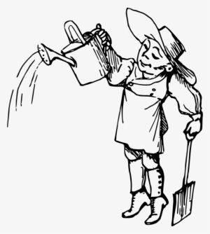 Garden Drawing String Trimmer Black And White Cartoon - Tukang Kebun ...