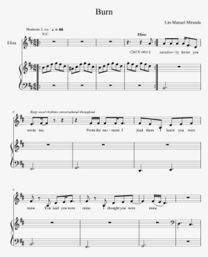Burn Sheet Music Composed By Lin-manuel Miranda 1 Of - First Burn Piano ...