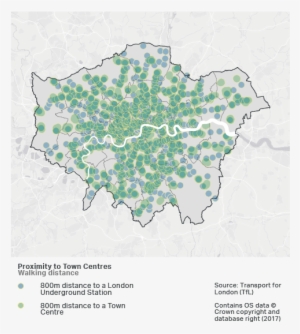 This Figure Overlays The Areas Of London Within 800m - Diagram ...