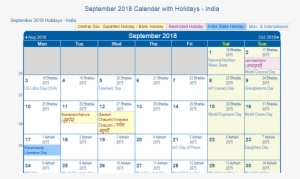 Holiday Indian 2018 Calendar India - 2116x1457 PNG Download - PNGkit