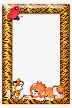 Kids Transparent Photo Frame With Tiger And Lion Page - Frame Lion ...