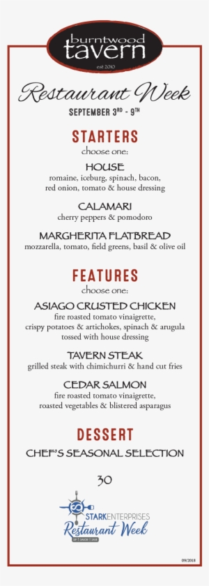 2018-08 Bwt Stark Restaurant Week Menu - Restaurant - 612x1584 PNG ...