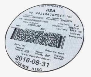 Download Transparent Car Licence Disc South Africa - PNGkit