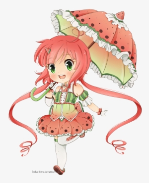 Drawn Watermelon Chibi - Watermelon Girl Anime - 900x1093 PNG Download ...