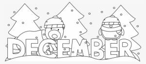 Black And White Month Of December Winter Scene - December Clip Art ...