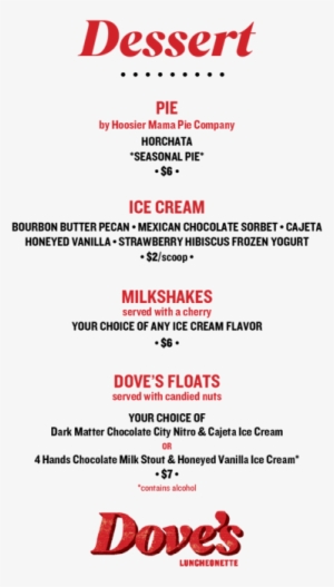 Doves Dessert Menu - Menu - 1000x773 PNG Download - PNGkit