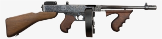 45 Auto Submachine Gun - M1a1 Thompson Side View - 1200x602 PNG ...