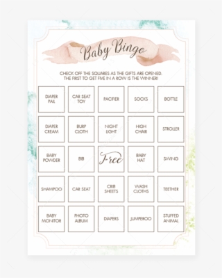Prefilled Baby Shower Bingo Cards With Watercolor Background - Number ...