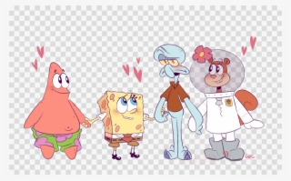 Spongebob Holding Hands Clipart Sandy Cheeks Squidward - Sandy Cheeks ...