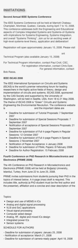 Invitations Second Annual Ieee Systems Conference The - Vietnam ...