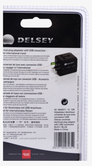 Deluxe Universal Electrical Plug Adaptor With Usb Connection - Delsey ...