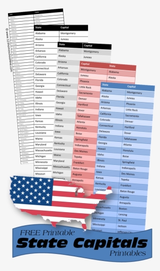 Free Printable State Capitals Lists For Reference Or - 826x1340 PNG ...