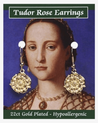 Golden Tudor Rose Earrings - 555x555 PNG Download - PNGkit