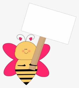 Heart Clipart Bee - Bee Holding Sign - 400x449 PNG Download - PNGkit
