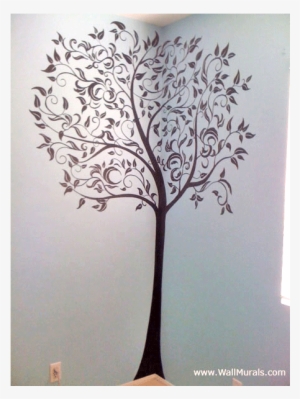 Black Tree Mural - Tree Murals For Teens - 800x600 PNG Download - PNGkit