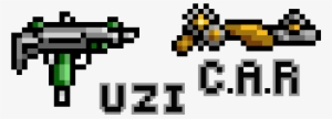 Uzi And Clockwork Assault Rifle - Uzi Pixel Art - 1270x540 PNG Download ...