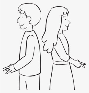 Back Group Of People Standing In Straight Line Facing - Line Art ...