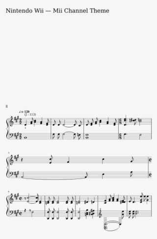 Nintendo Wii Mii Channel Theme - Sheet Music - 850x1100 PNG Download ...