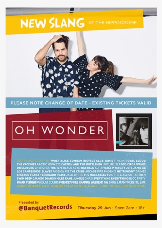 Oh Wonder / Tender / New Slang - Flyer - 598x598 PNG Download - PNGkit